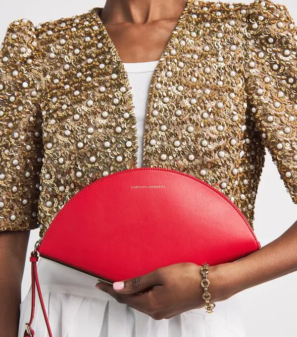 Carolina Herrera Leather Consuelo Clutch Bag