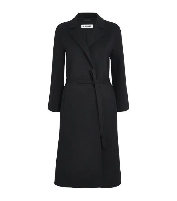 JIL SANDER Wool Belted Coat - Black