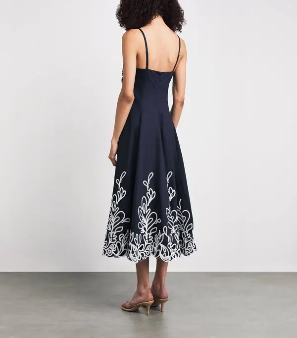 Cinq À Sept Cotton Poplin Paisley Bloom Midi Dress