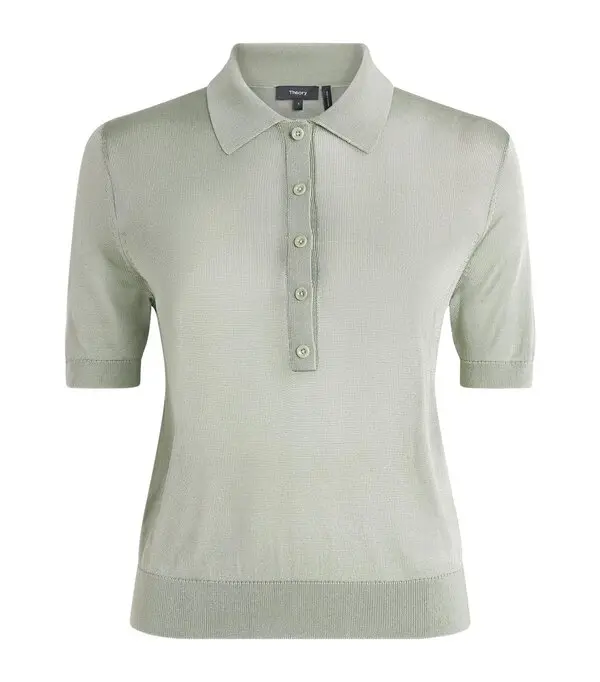 Theory Linen-blend Sheer Polo Shirt