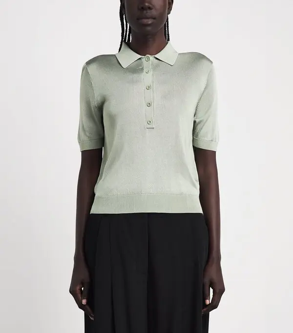 Theory Linen-blend Sheer Polo Shirt