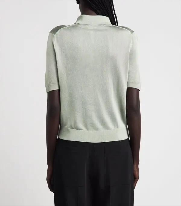 Theory Linen-blend Sheer Polo Shirt