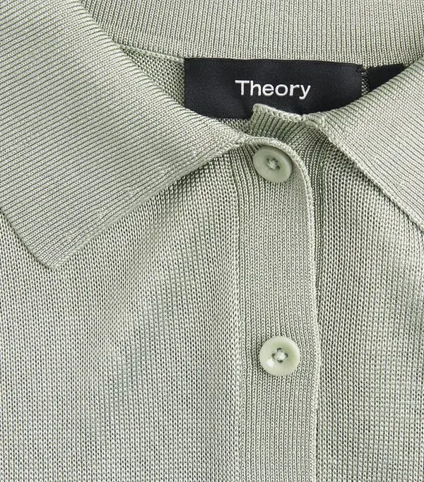 Theory Linen-blend Sheer Polo Shirt