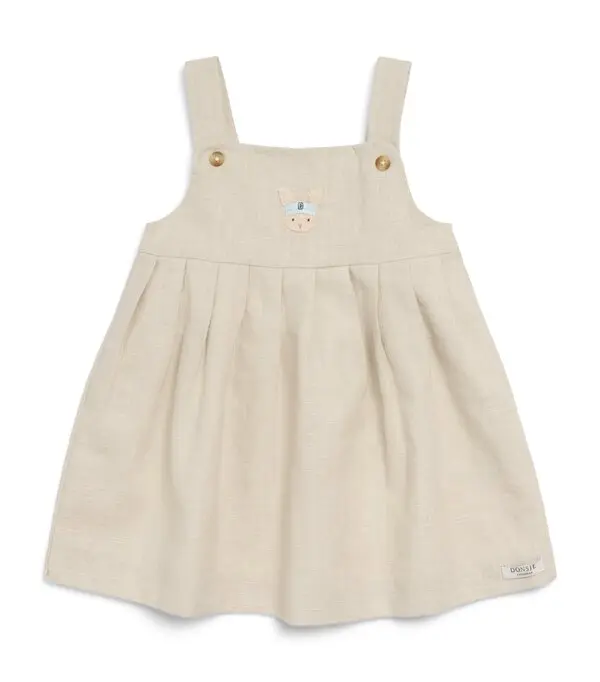 DONSJE Linen-cotton Harper Dress With Bunny Embroidery - Beige