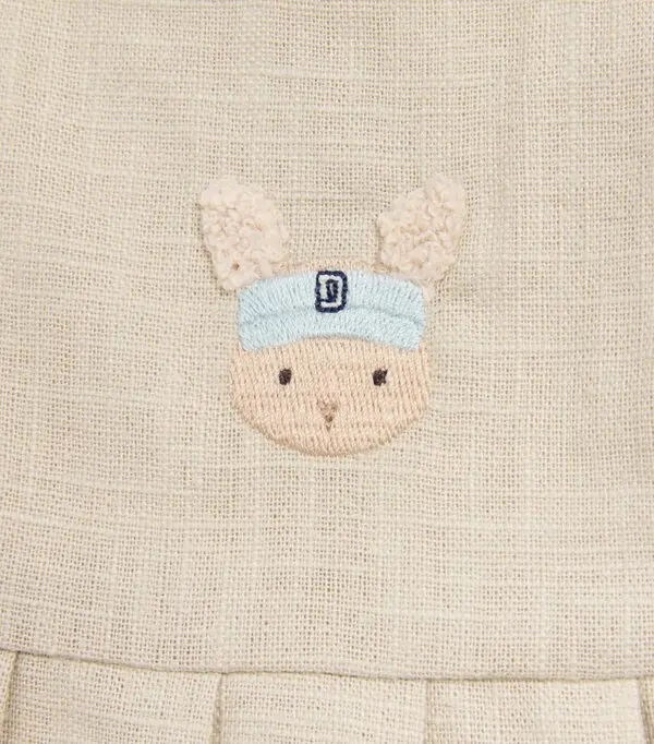 DONSJE Linen-cotton Harper Dress With Bunny Embroidery