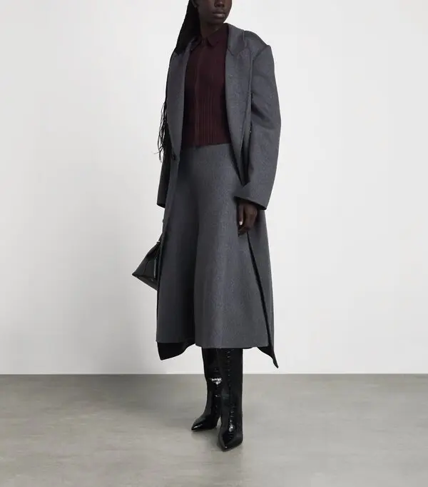 Brandon Maxwell Virgin Wool Miller Midi Skirt