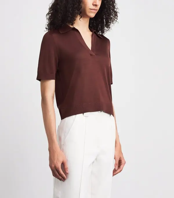 ME+EM Pure Silk Short Sleeve Polo Shirt