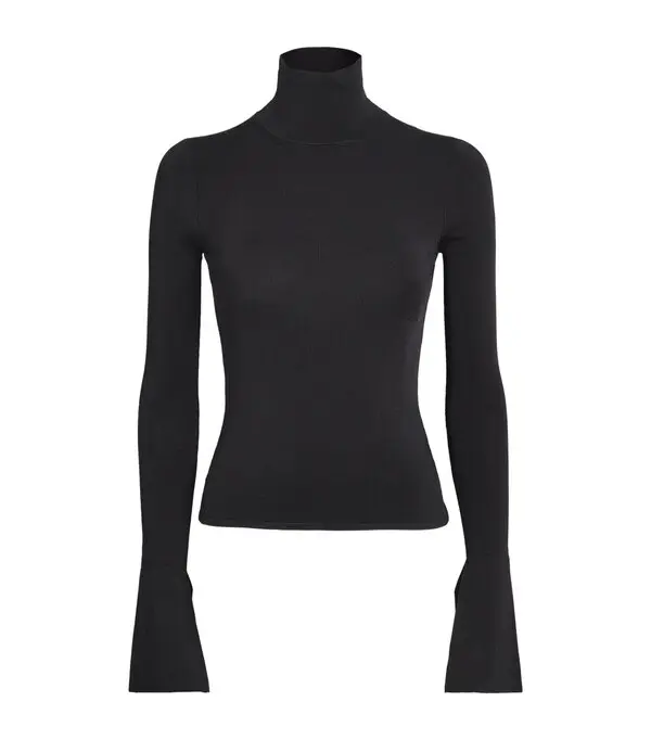 Brandon Maxwell Knitted Funnel-neck Long-sleeve Top