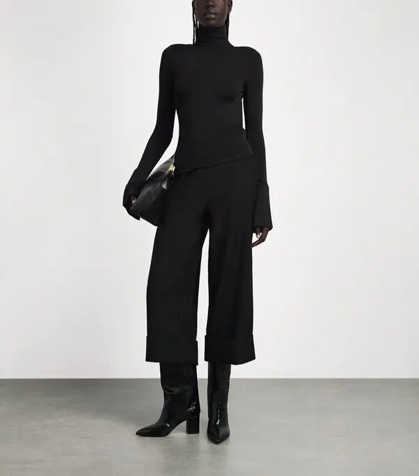 Brandon Maxwell Knitted Funnel-neck Long-sleeve Top
