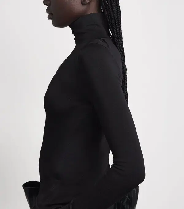 Brandon Maxwell Knitted Funnel-neck Long-sleeve Top