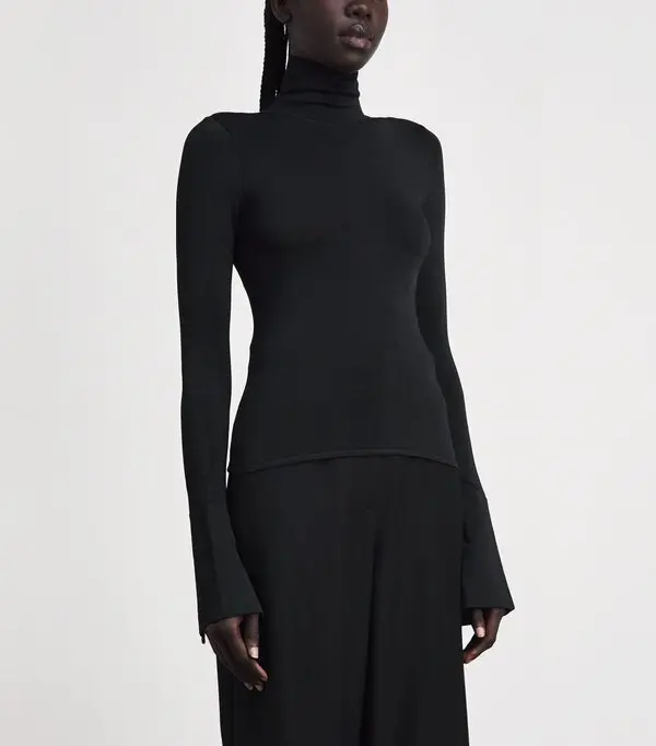 Brandon Maxwell Knitted Funnel-neck Long-sleeve Top