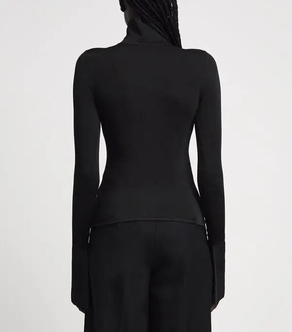 Brandon Maxwell Knitted Funnel-neck Long-sleeve Top