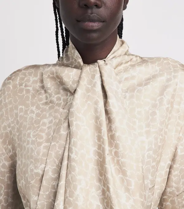 Kiton Silk Printed Scarf-detail Maxi Dress