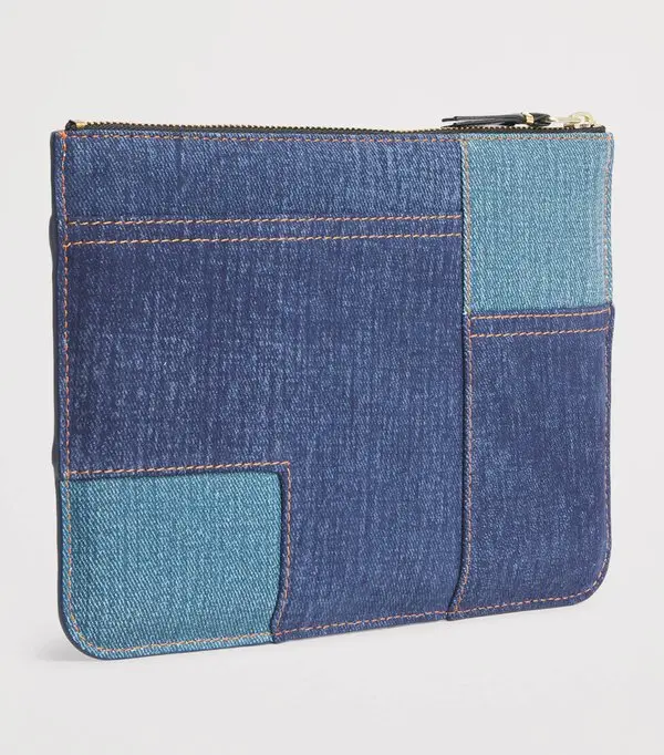 Play Comme Des Garcon Lambskin Denim-patch Wallet