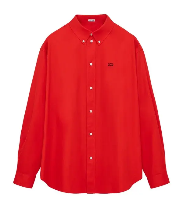Loewe Cotton Anagram Embroidered Shirt - Red