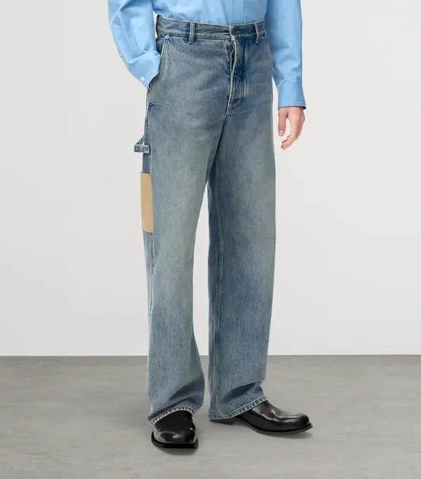Loewe Suede-trim Straight Jeans