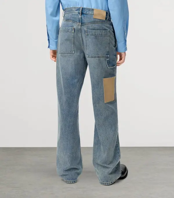 Loewe Suede-trim Straight Jeans