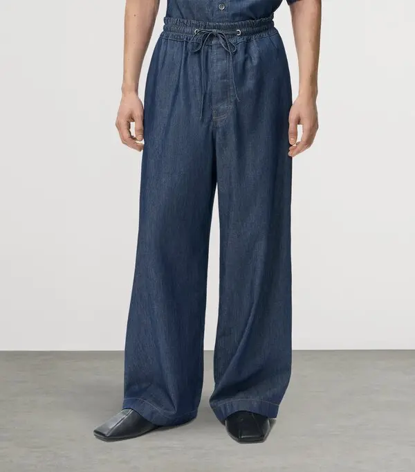 Loewe Chambray Drawstring Wide-leg Trousers