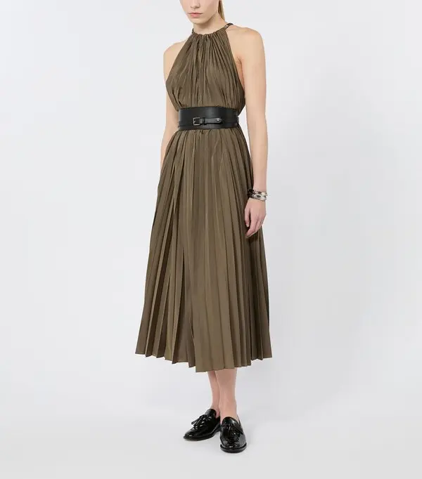 Max Mara Pleated Halterneck Midi Dress