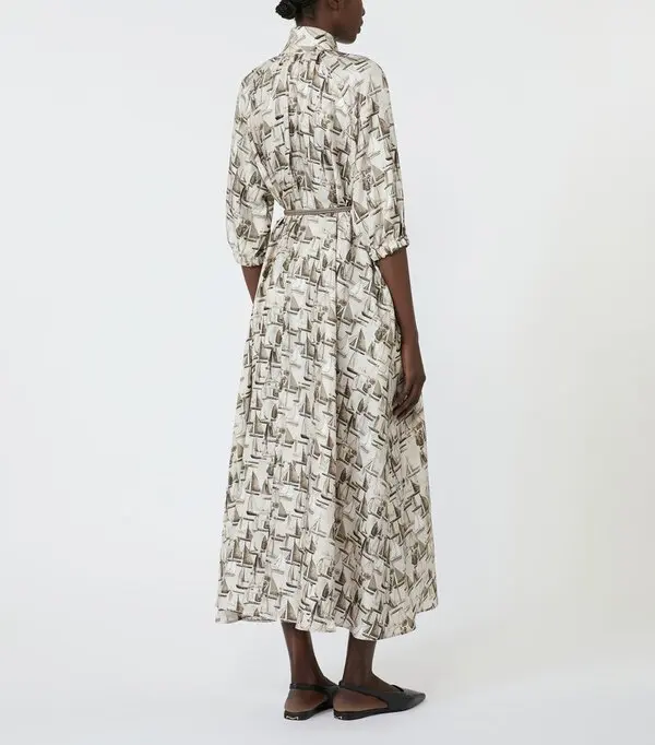 Max Mara Silk Sailboat Midi Dress
