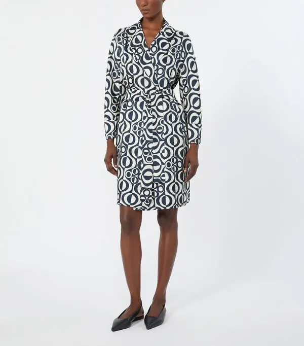 Max Mara Silk Graphic Mini Wrap Dress