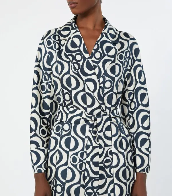 Max Mara Silk Graphic Mini Wrap Dress
