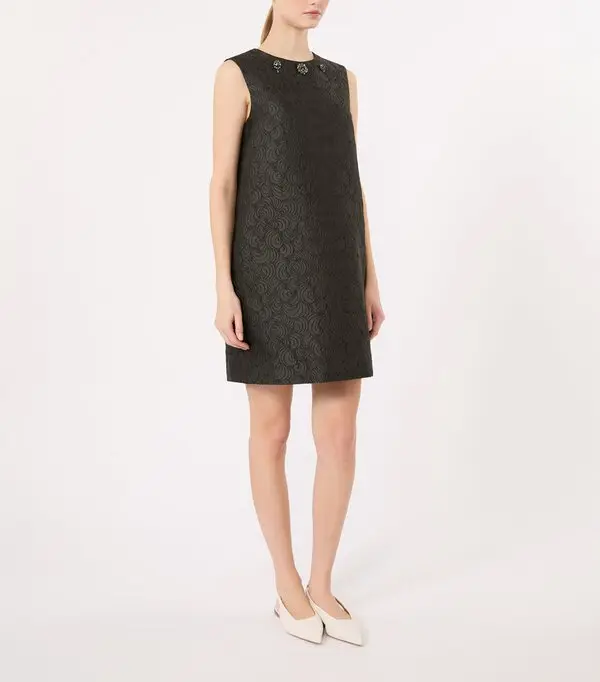 Max Mara Crystal Embellished Jacquard Mini Shift Dress