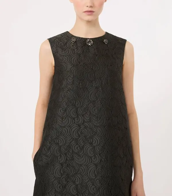 Max Mara Crystal Embellished Jacquard Mini Shift Dress