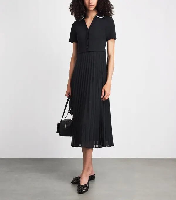 Claudie Pierlot Knitted Pleated Midi Dress