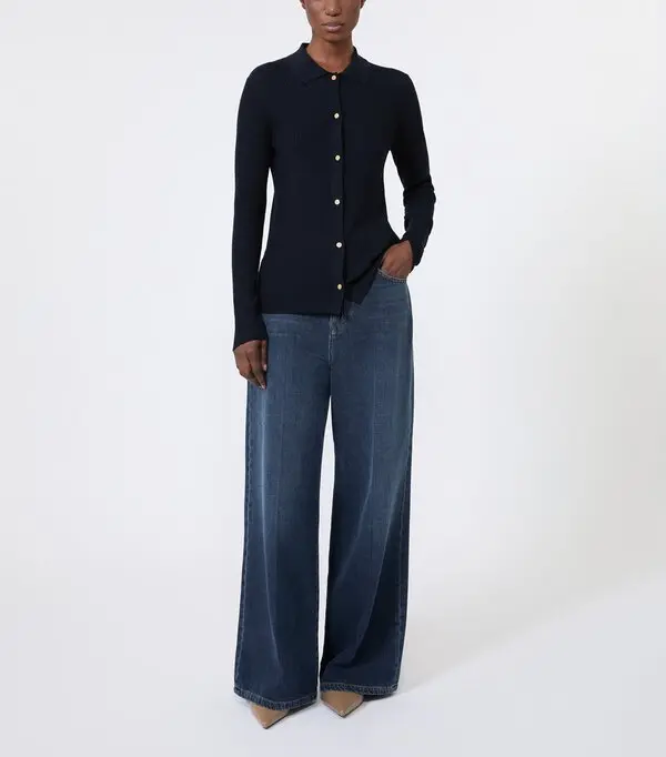Max Mara Virgin Wool Ribbed Cardigan
