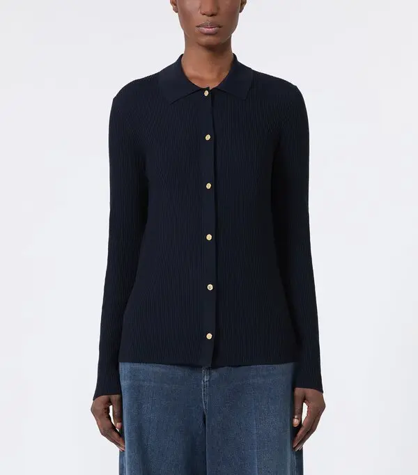 Max Mara Virgin Wool Ribbed Cardigan