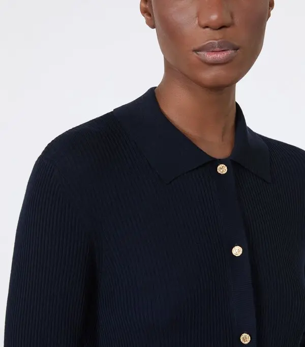 Max Mara Virgin Wool Ribbed Cardigan