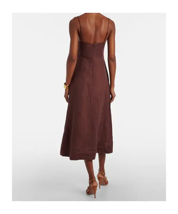 Farm Rio Appliqué Linen Midi Dress