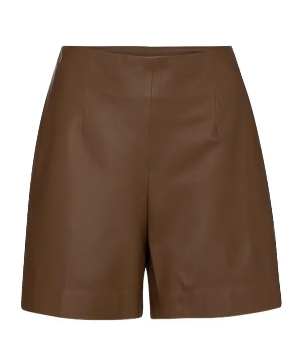 Vince A-shaped Leather Shorts - Brown