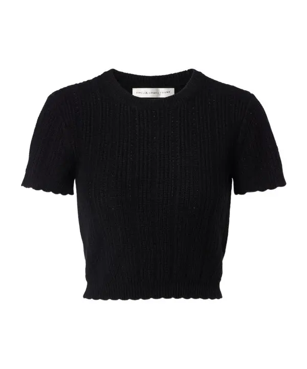 FRAME The Getaway Cashmere Crop Top - Black
