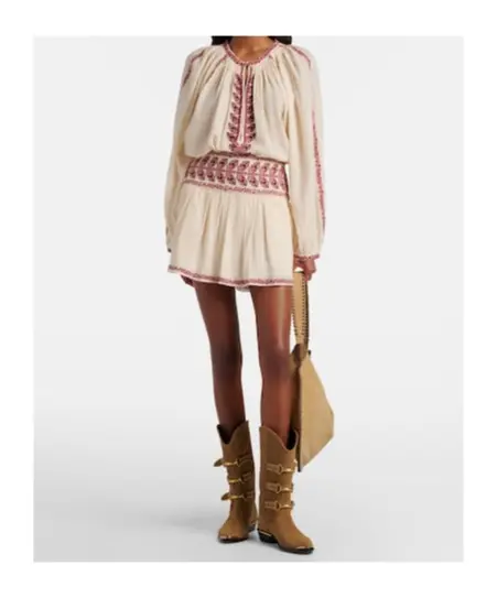 Isabel Marant Étoile Picadilia Embroidered Cotton Miniskirt