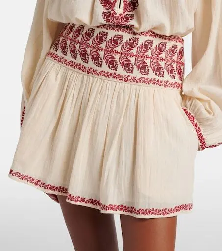 Isabel Marant Étoile Picadilia Embroidered Cotton Miniskirt