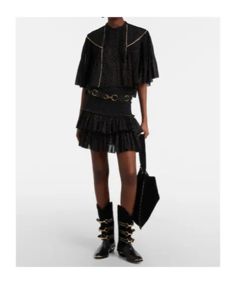 Isabel Marant Étoile Polka-dot Embroidered Cotton Miniskirt