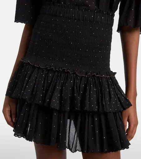 Isabel Marant Étoile Polka-dot Embroidered Cotton Miniskirt