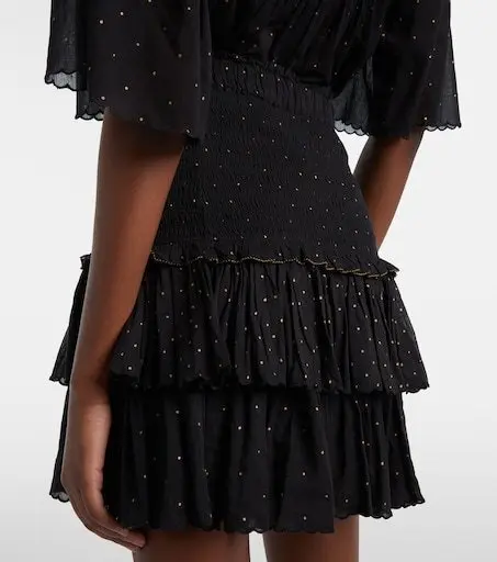 Isabel Marant Étoile Polka-dot Embroidered Cotton Miniskirt