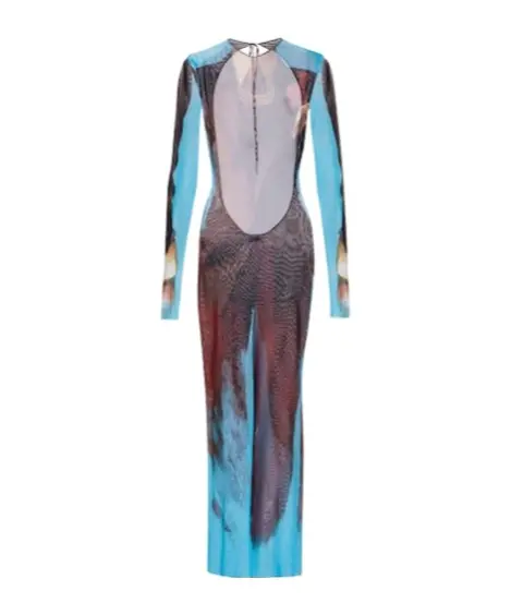 JEAN PAUL GAULTIER Printed Sheer Maxi Dress