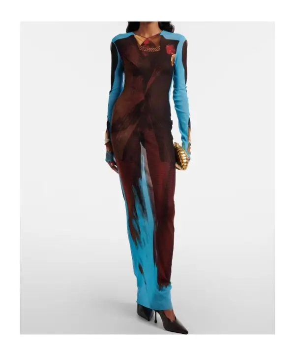 JEAN PAUL GAULTIER Printed Sheer Maxi Dress