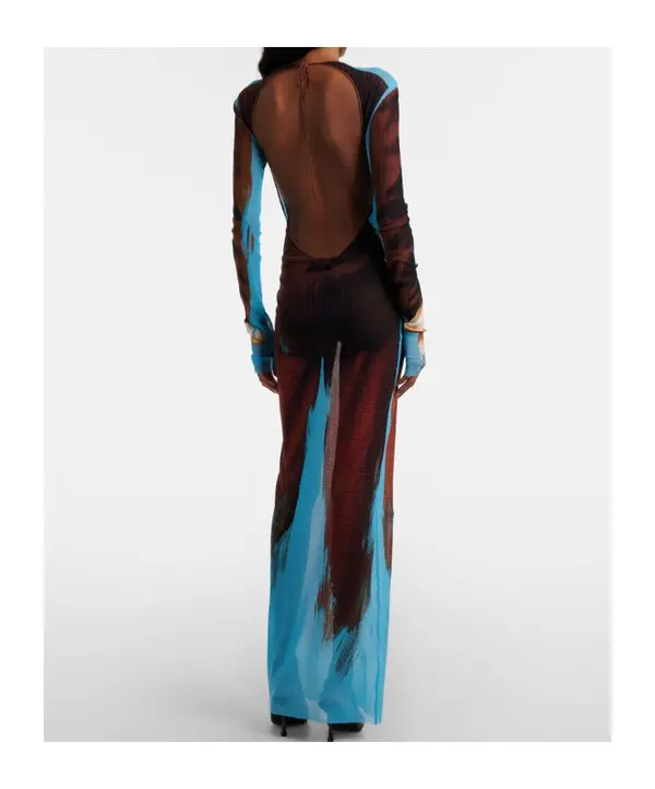 JEAN PAUL GAULTIER Printed Sheer Maxi Dress