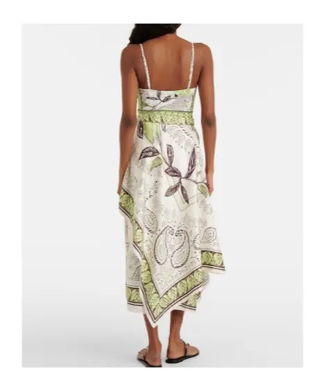 Tory Burch Printed Silk Satin Midi Skirt