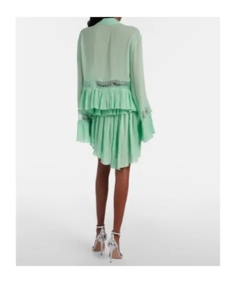 Blumarine Plissé Tiered Georgette Miniskirt