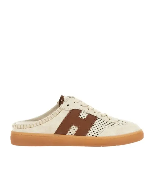 Hogan Openwork Flat Mules - Cold Beige