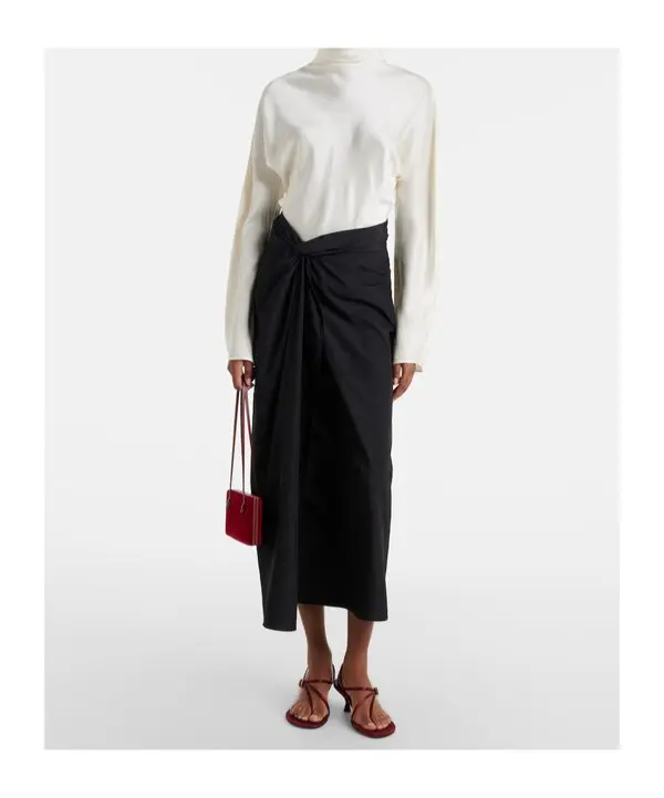 RÓHE Gathered Draped Midi Skirt