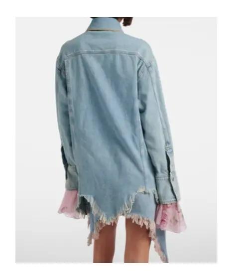 Blumarine Asymmetric Distressed Denim Miniskirt