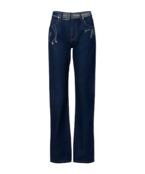 JEAN PAUL GAULTIER Printed Mid-rise Wide-leg Jeans - Black