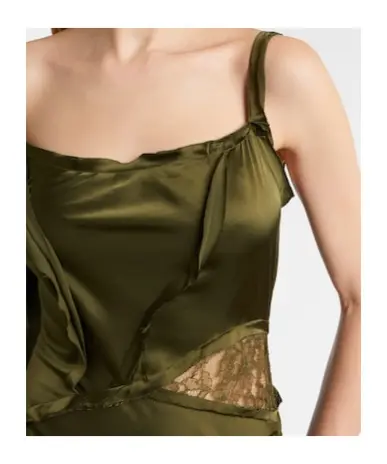 Blumarine Asymmetrical Lace-trimmed Satin Gown